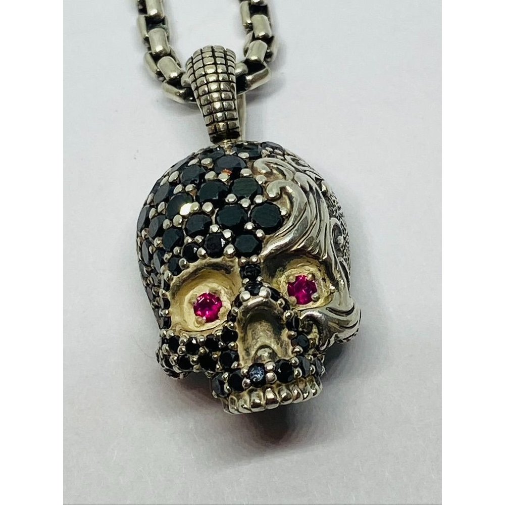 David Yurman Black Diamond And Ruby Skull Wave Chain … - Gem